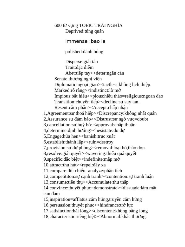 600 T V NG TOEIC TRÁI NGHĨA | PDF