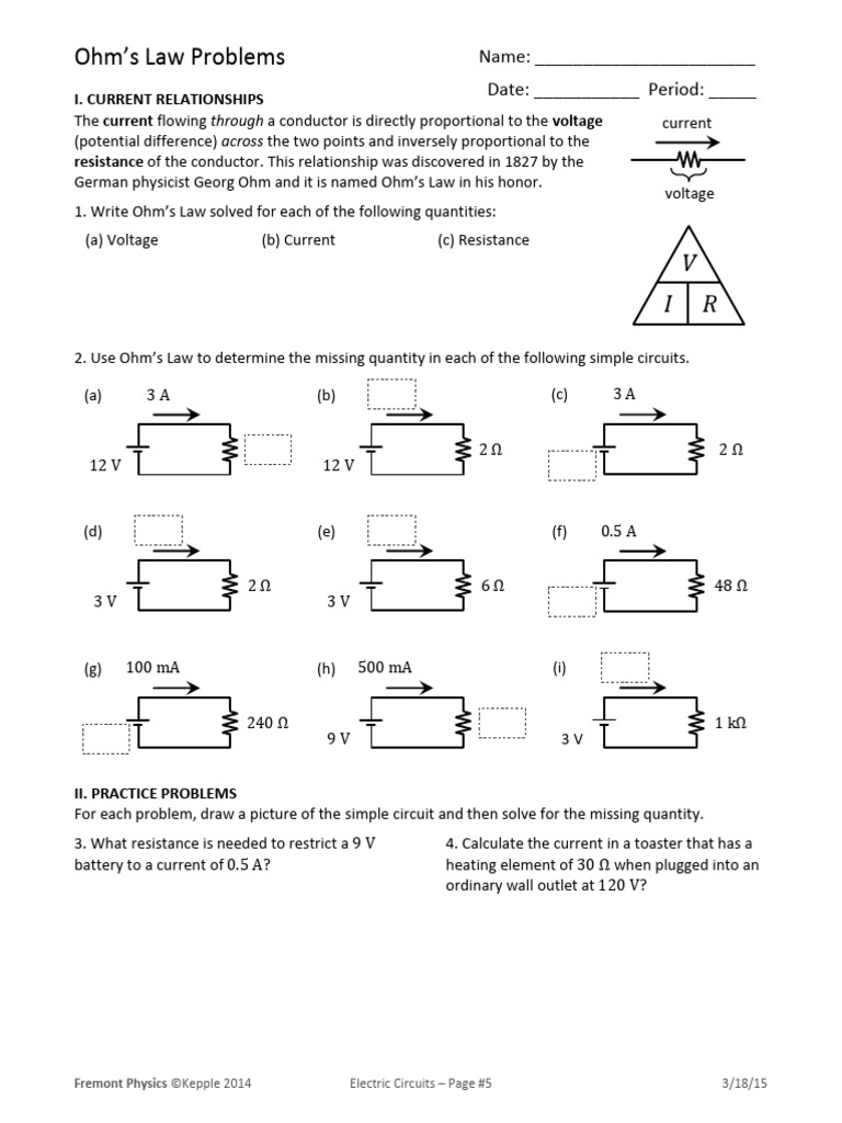Ohm's Law Problems and Solutions | PDF