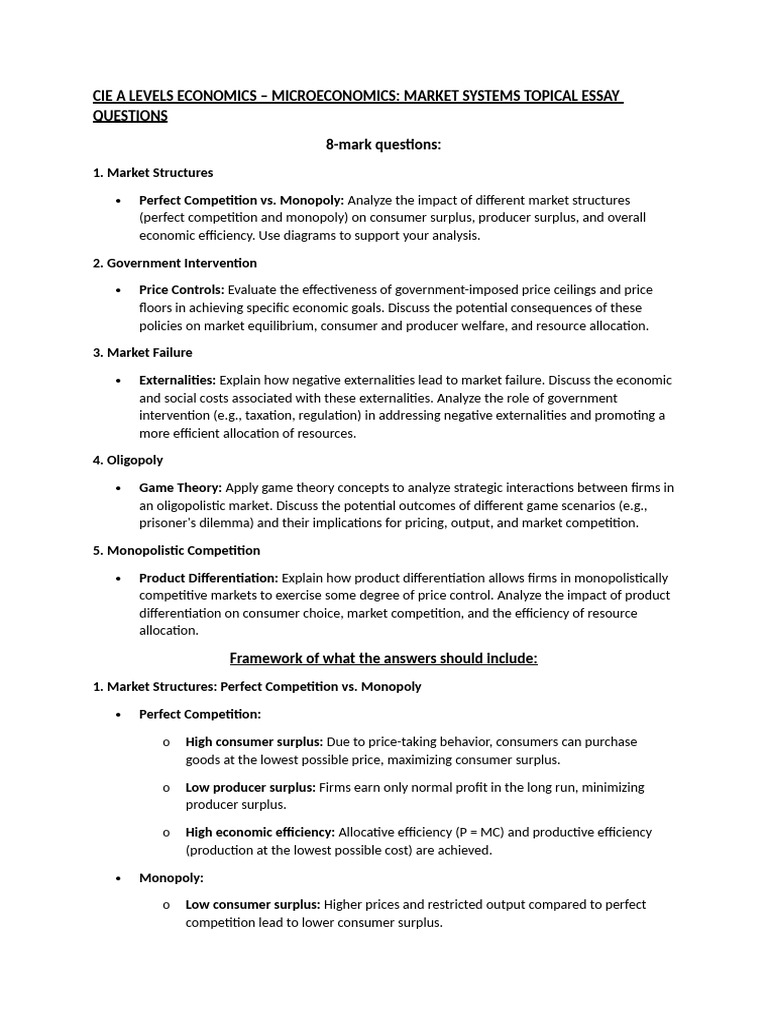 A Level Economics: Micro Topics Guide | PDF | Monopoly | Market (Economics)