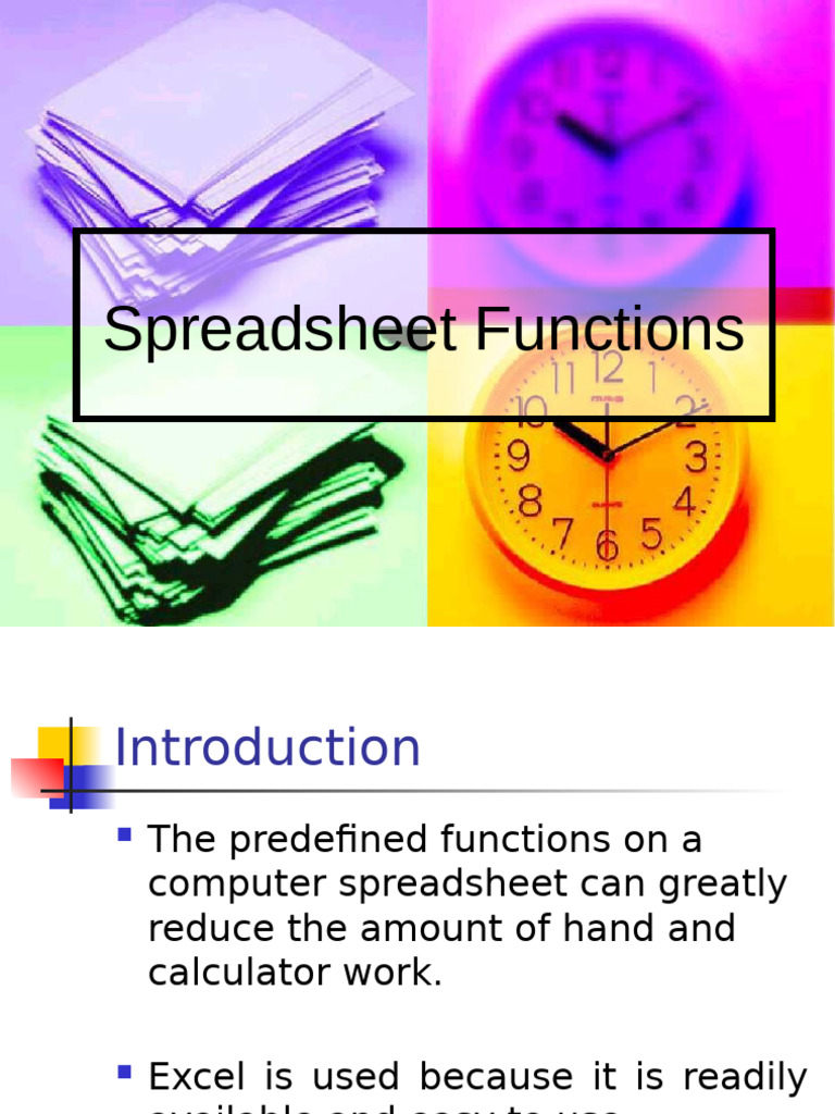 (Spring 2014) Spreadsheet Functions | PDF