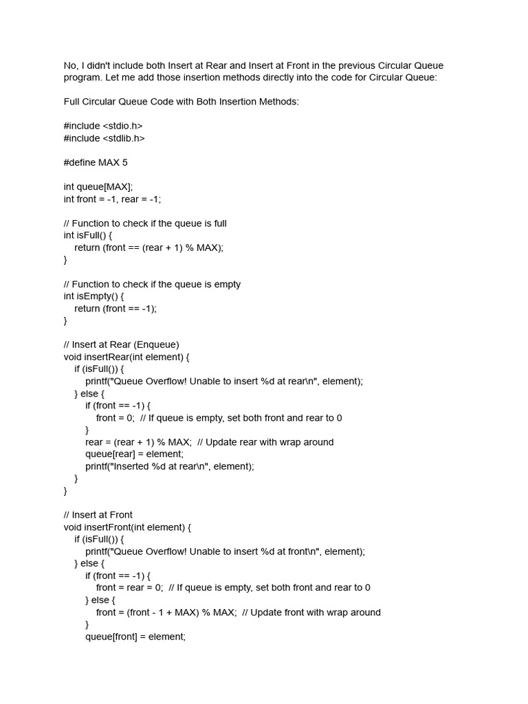 Queue Codes | PDF | Queue (Abstract Data Type) | Pointer (Computer Programming)