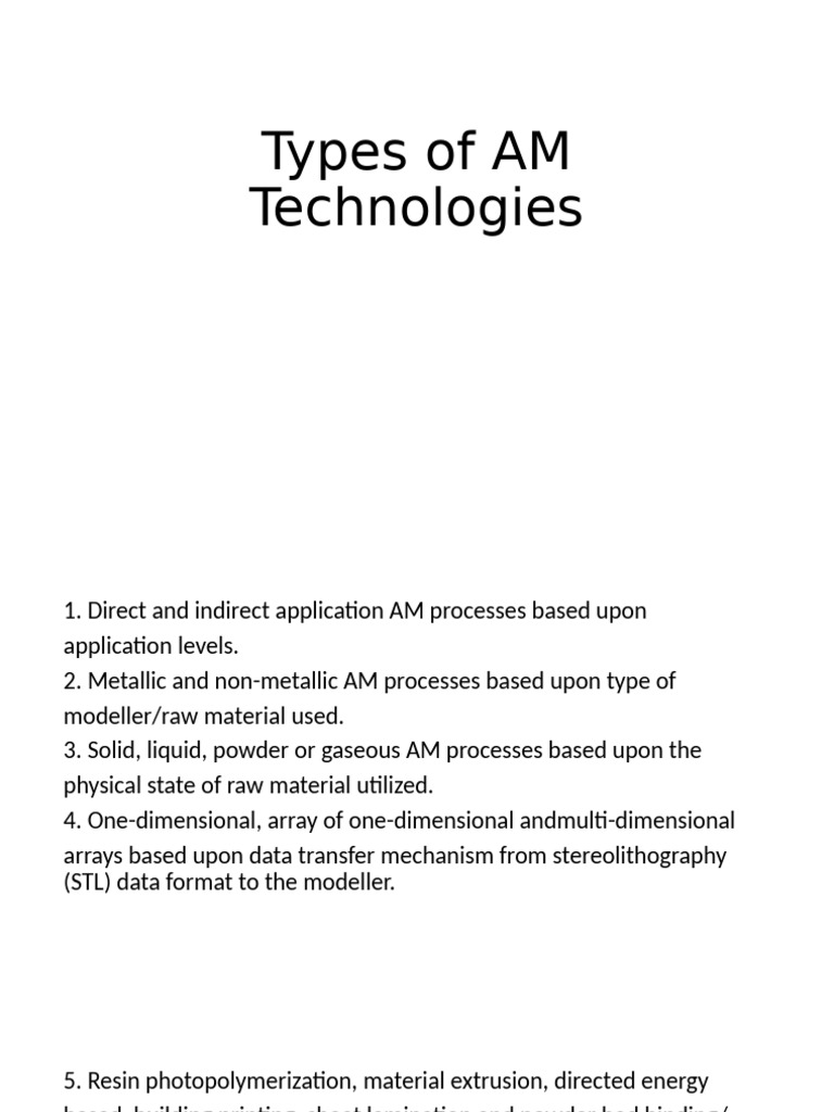 Types of AM Technologies | PDF