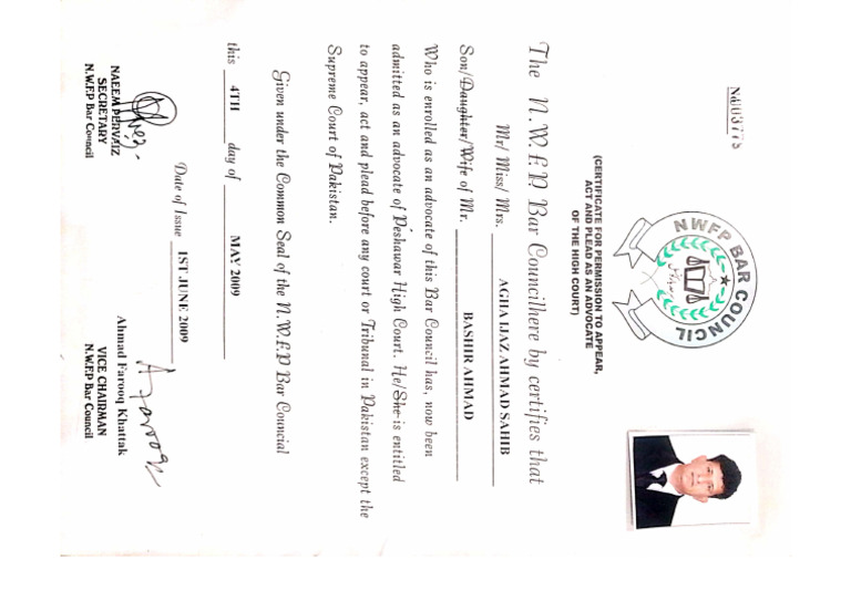 Advocacy Certificate | PDF