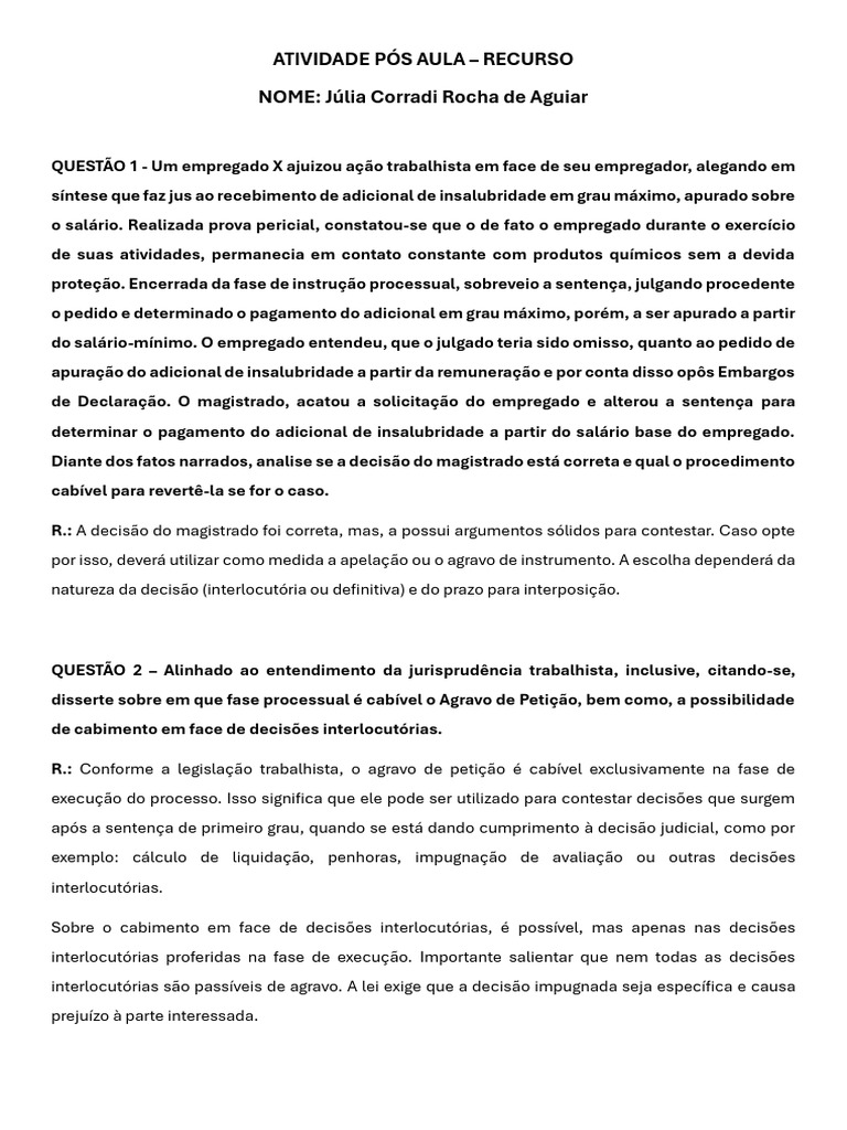 Atividade Pós Aula | PDF