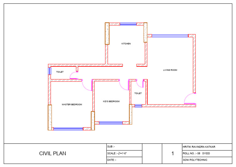 Civil Plan2 Bhk-model | PDF