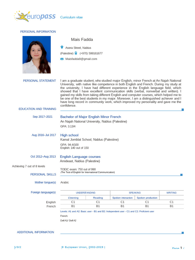 CV Europass MaisFadda New | PDF | Human Communication
