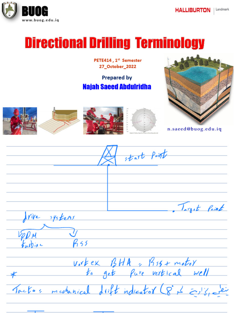 DD Lecture 2 - Terminology of Directional Drilling - 27!10!2022 | PDF | Azimuth | Angle