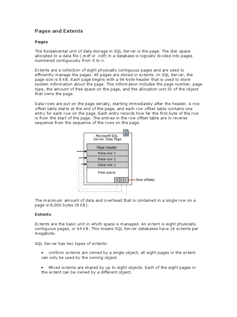 SQL Server - Pages & Extents - Architecture | PDF | Microsoft Sql Server | Cache (Computing)