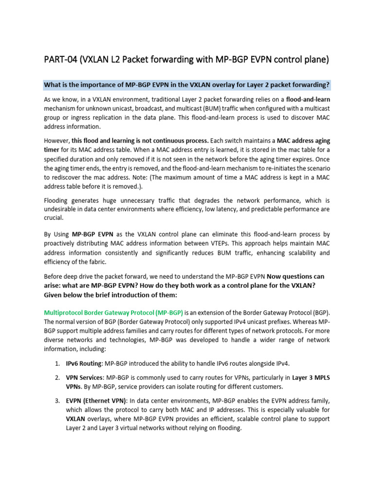 Vxlan document | PDF | Virtual Private Network | Multicast