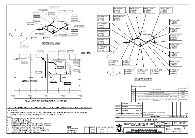 FS01-70303 - LAYOUT DRAWING FOR SANITARY DISCHARGE SYSTEM (PORT SIDE ...