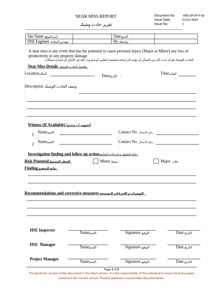 06 Near Miss Report | PDF