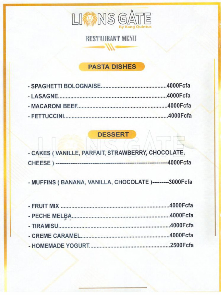 Drink Menu Lionsgate | PDF