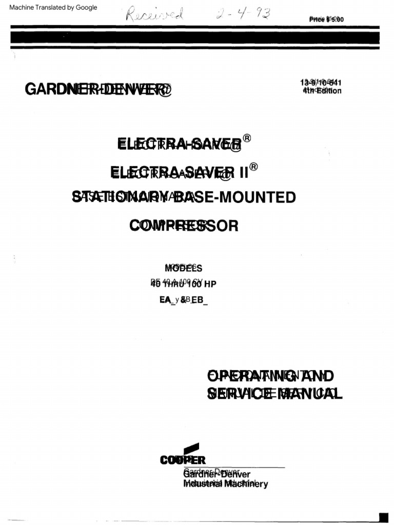 Manual compresor gardner denver Marcos Torres | PDF | Rodamiento (Mecánico) | Filtración
