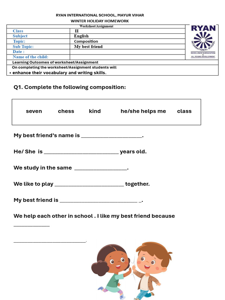 My Best Friend Worksheet | PDF