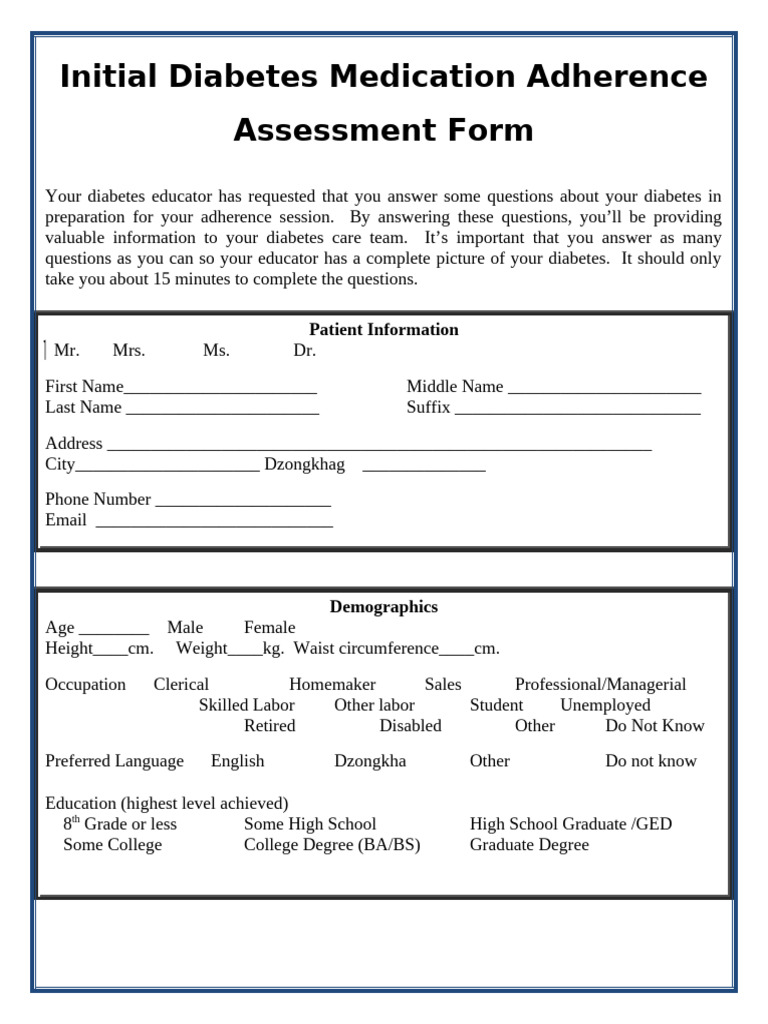Initial Assessment | PDF | Diabetes | Cholesterol