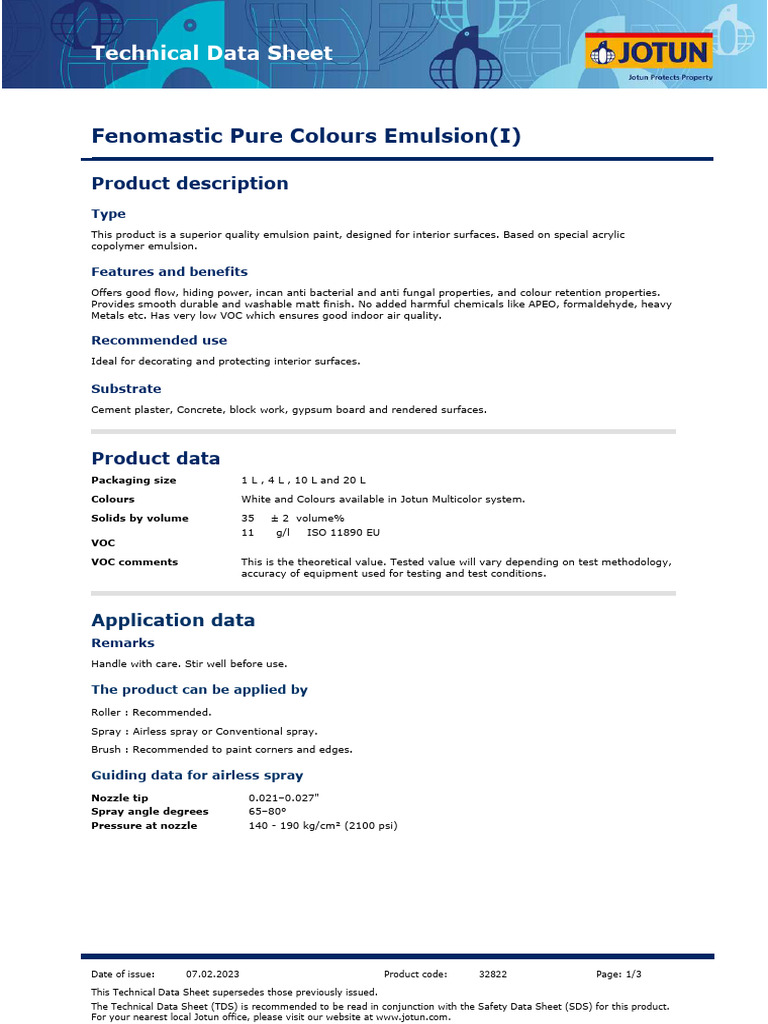 TDS 32822 Fenomastic Pure Colours Emulsion (I) Euk IN | PDF | Paint ...
