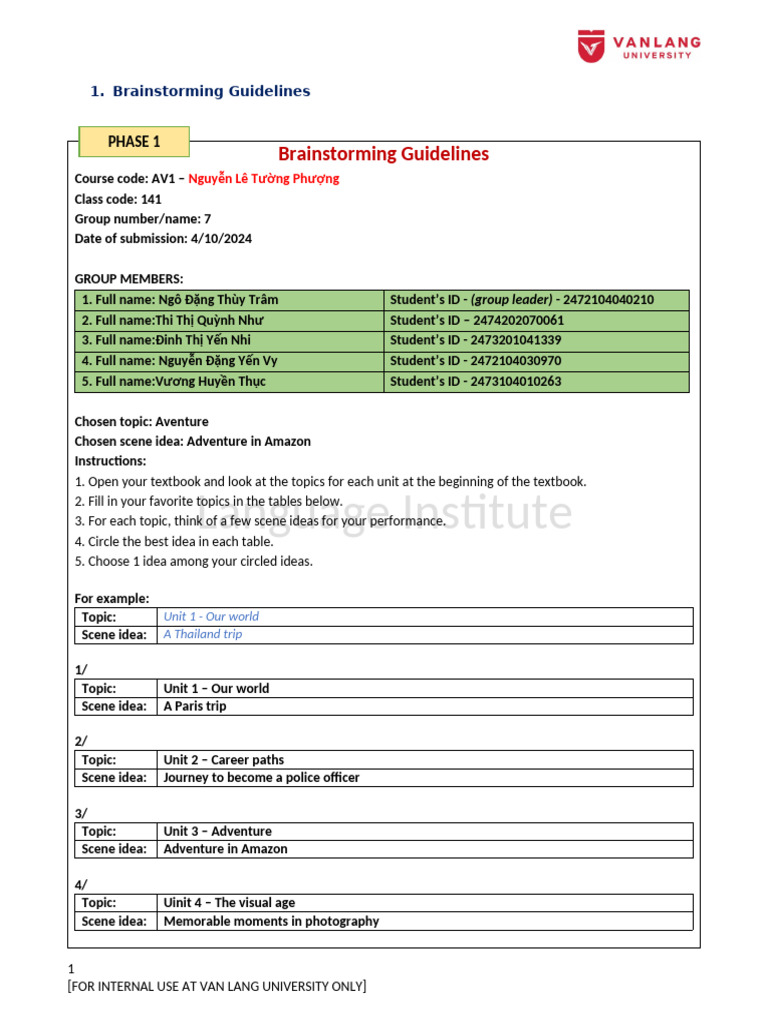 (Group 7) Phase 1 Brainstorming | PDF