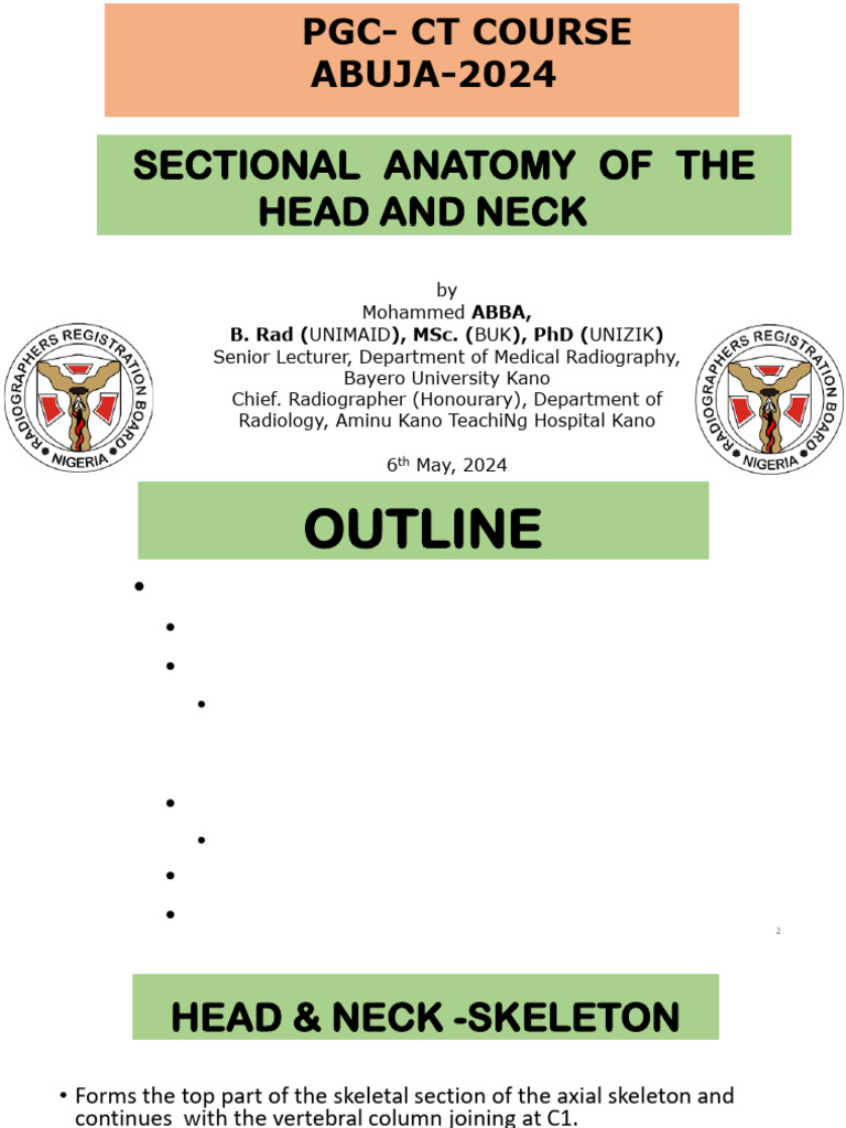 Rad Anat PGC CT COURSE Abuja | PDF | Neck | Vertebral Column
