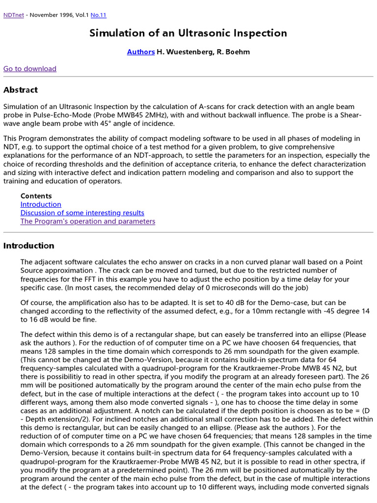 Simulation of An Ultrasonic Inspection | PDF | Waves | Spectral Density