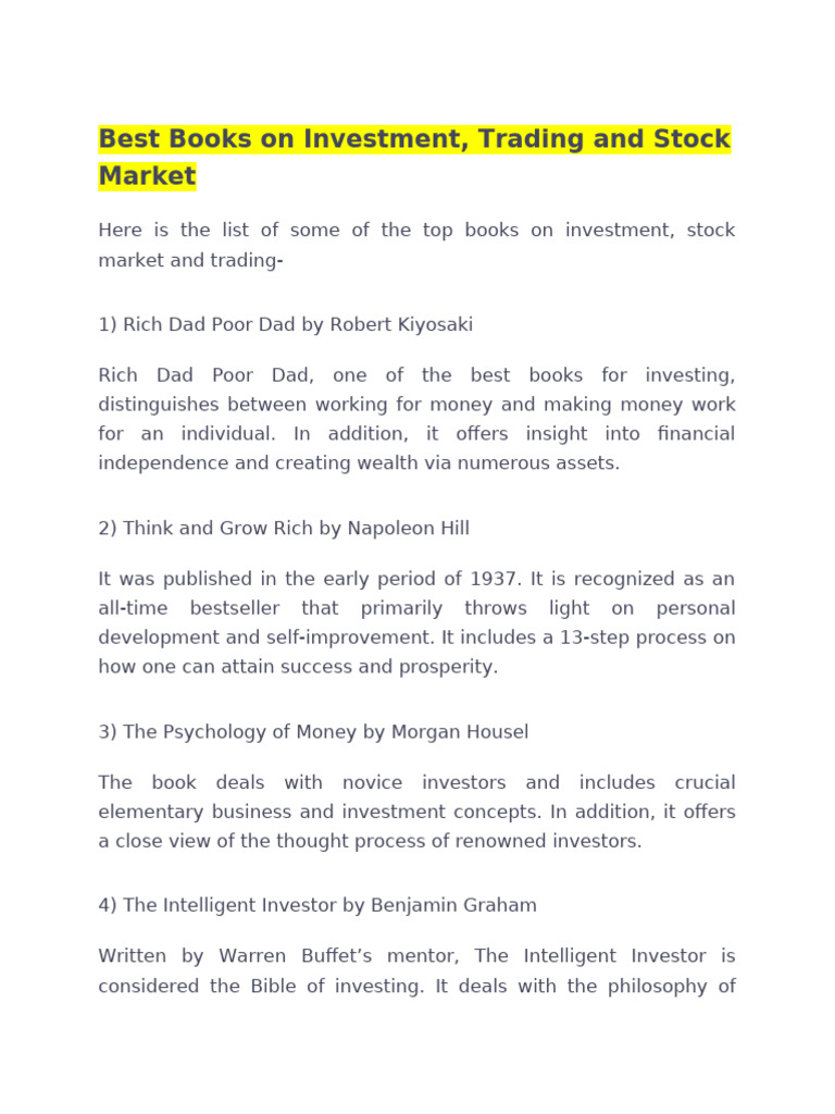 Top Investment Books for Beginners | PDF | Investing | Value Investing