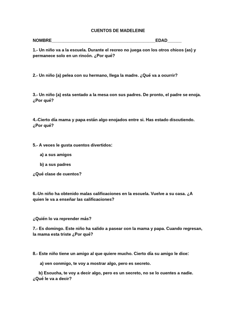 Cuentos de Madeleine | PDF