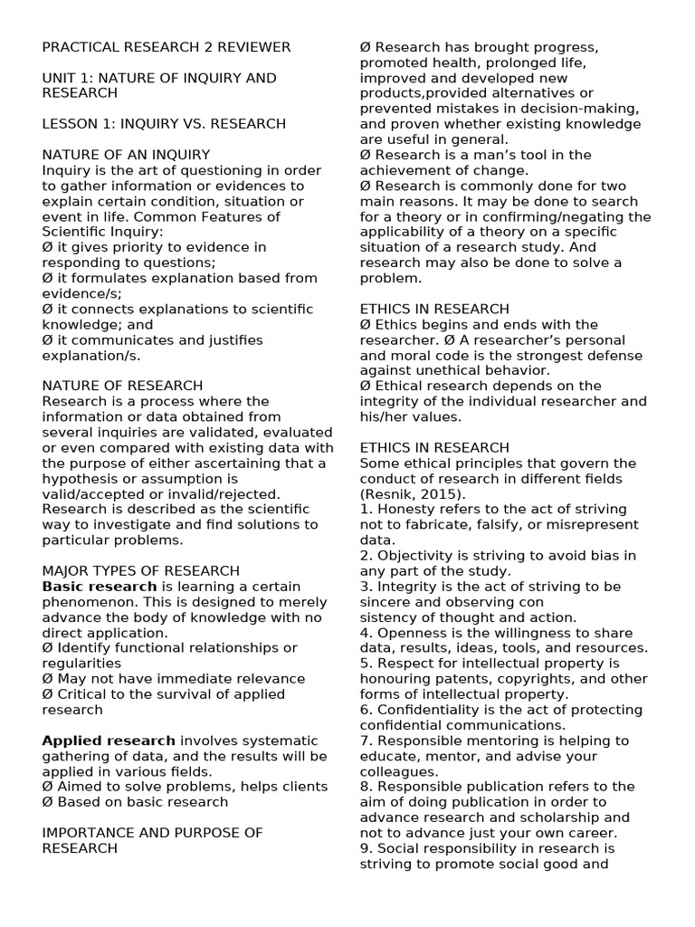 Practical Research 2 Reviewer | PDF | Level Of Measurement | Citation