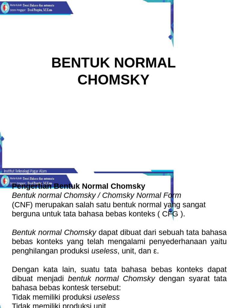 Pert. (6) Bentuk Normal Chomsky | PDF