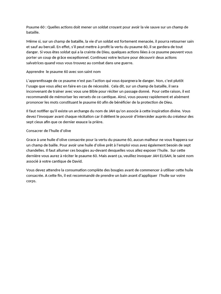 Psaume 60 : Protection sur le champ de bataille | PDF