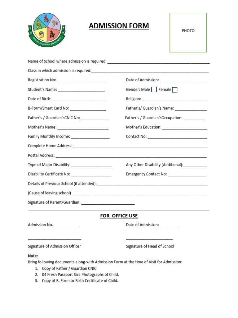 Admission Form | PDF