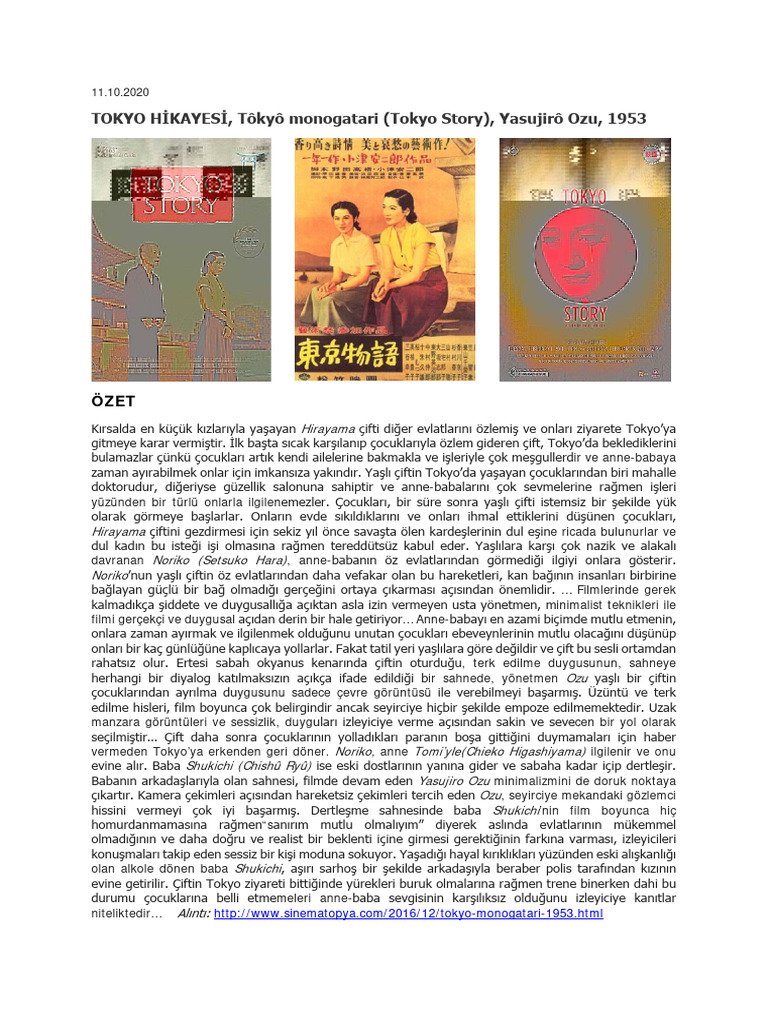 TOKYO HIKAYESI Tokyo Monogatari Tokyo ST | PDF