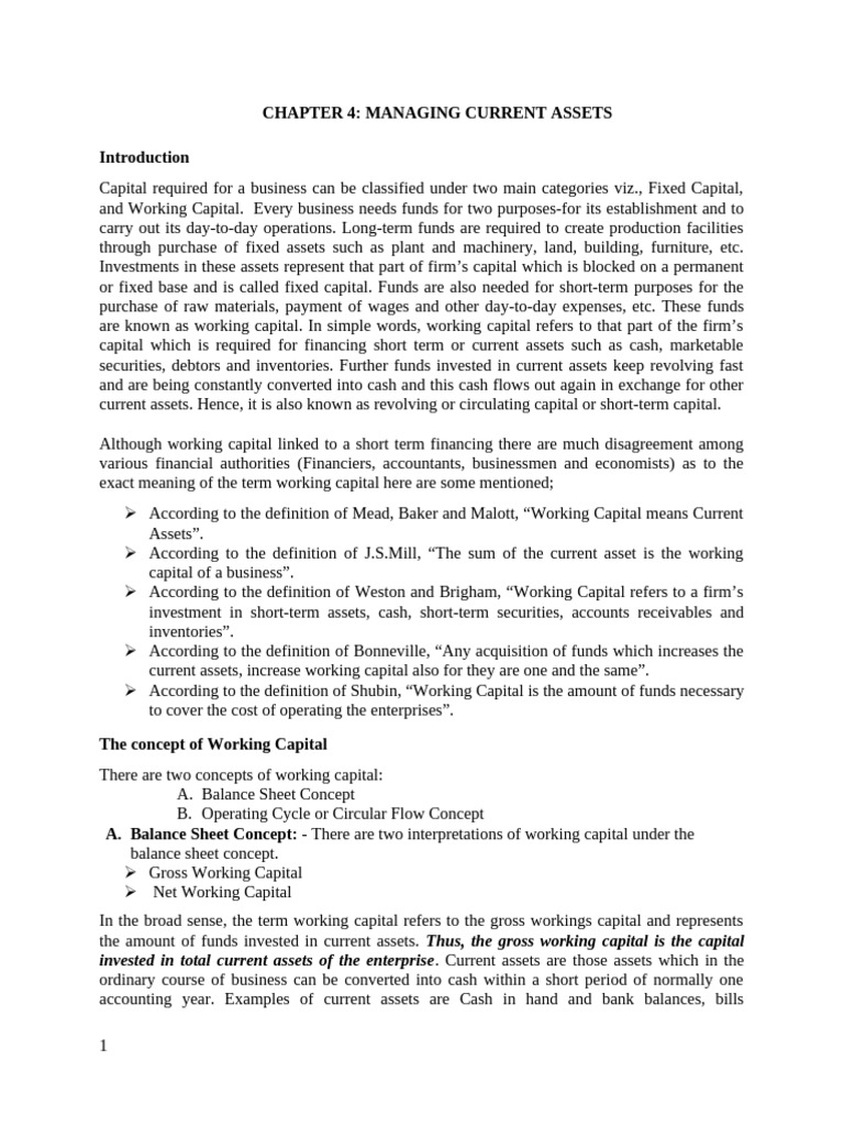 Chapter 4 Managing Current Assets | PDF | Working Capital | Cash