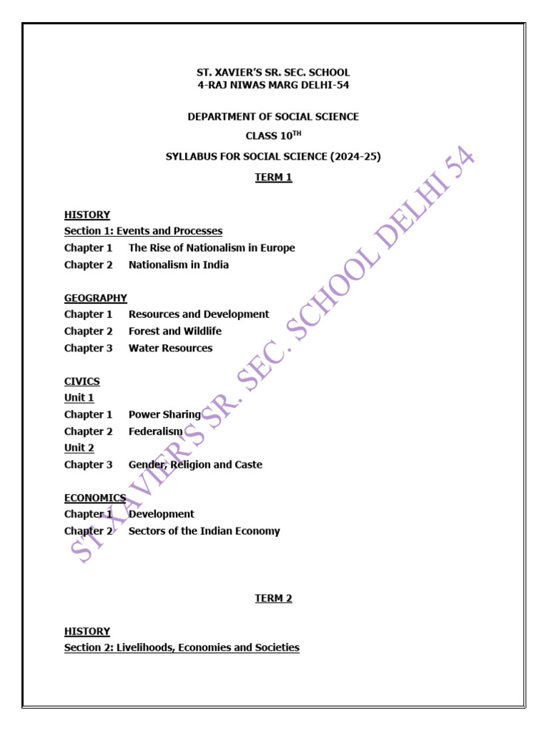 10TH SYLLABUS 2024-25 | PDF | Economies | Globalization