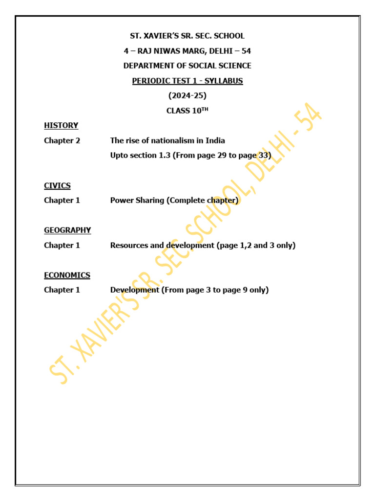 10th PT 1 Syllabus 2024-25 | PDF