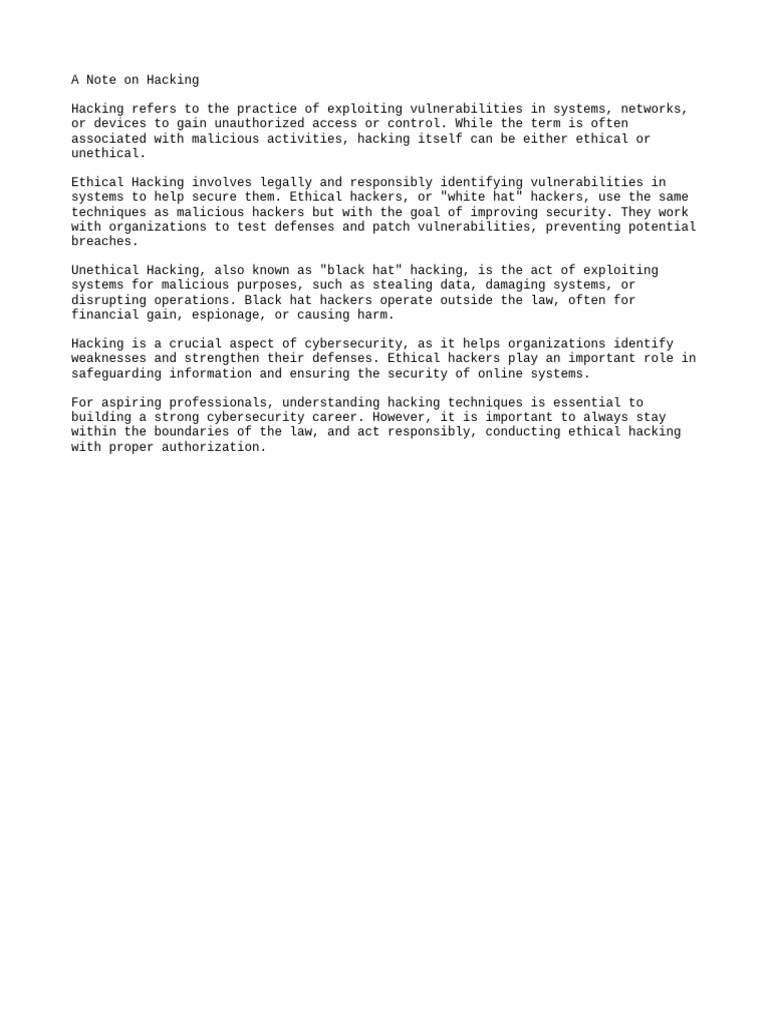 Hacking (Note) Use as a starter thing | PDF