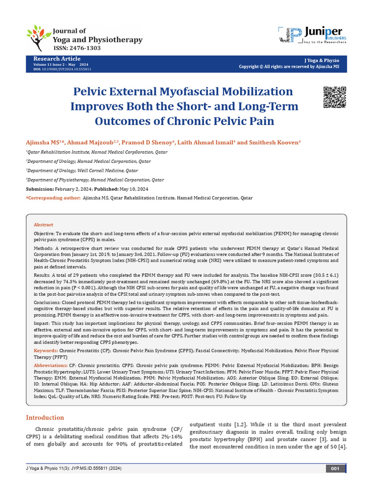 Pelvic External Myofascial Mobilization Improves B | PDF | Clinical ...