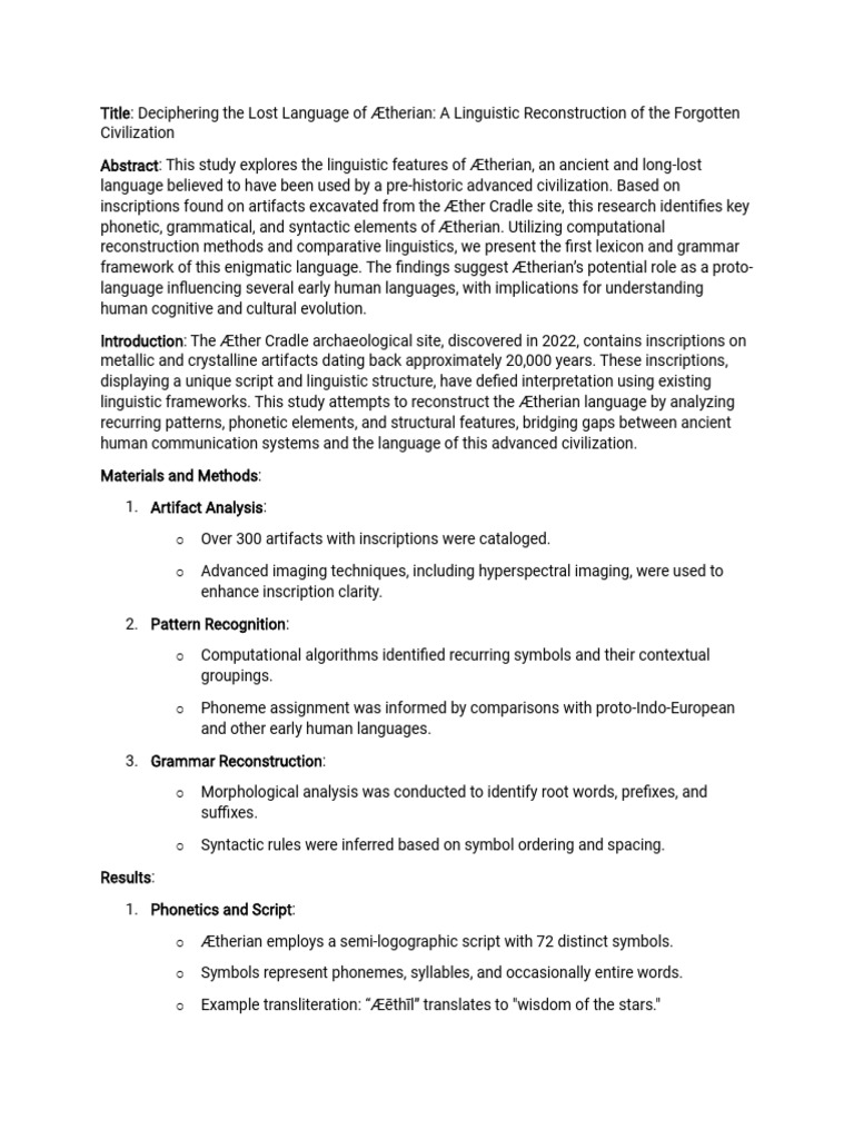 Deciphering The Lost Language of Ætherian | PDF | Linguistics | Human ...