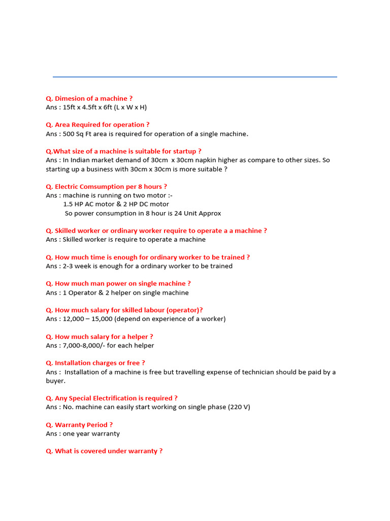 Frequently Asked Question About Paper Napkin Machine | PDF