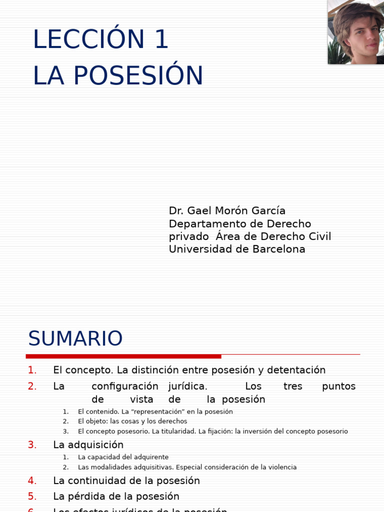 Lección 1. La Posesión | PDF | Posesión (Ley) | Propiedad