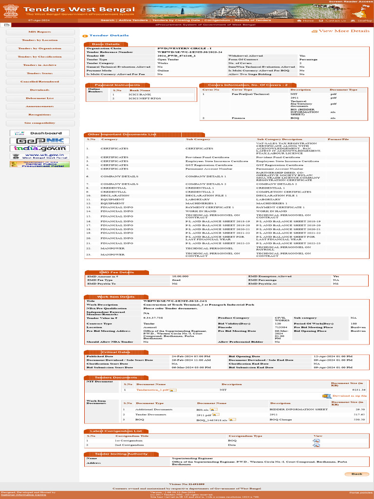 EProcurement System of Government of West Bengal | PDF | Balance Sheet ...