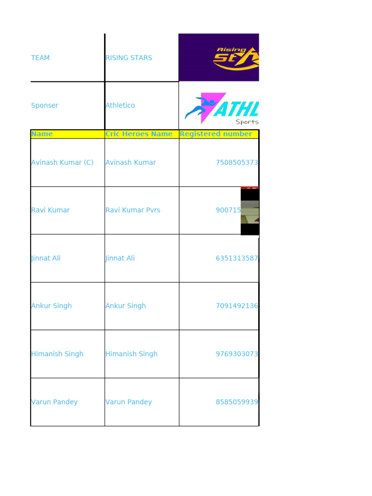 Rising Stars Team Roster | PDF