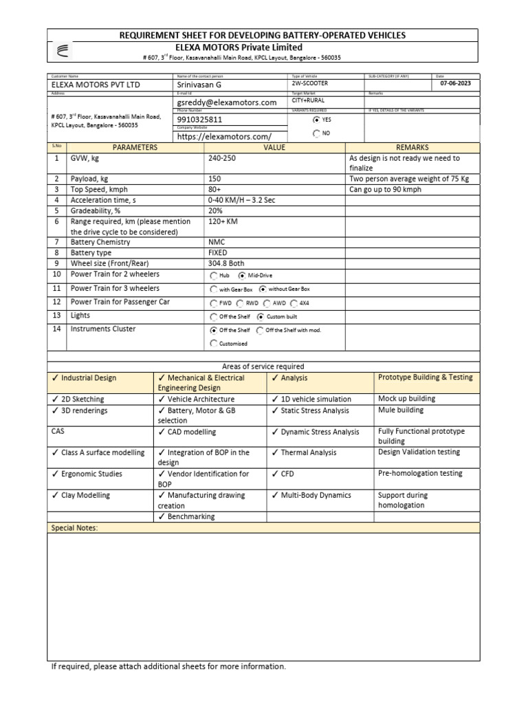 Requirement Sheet | PDF | Four Wheel Drive | Automotive Industry