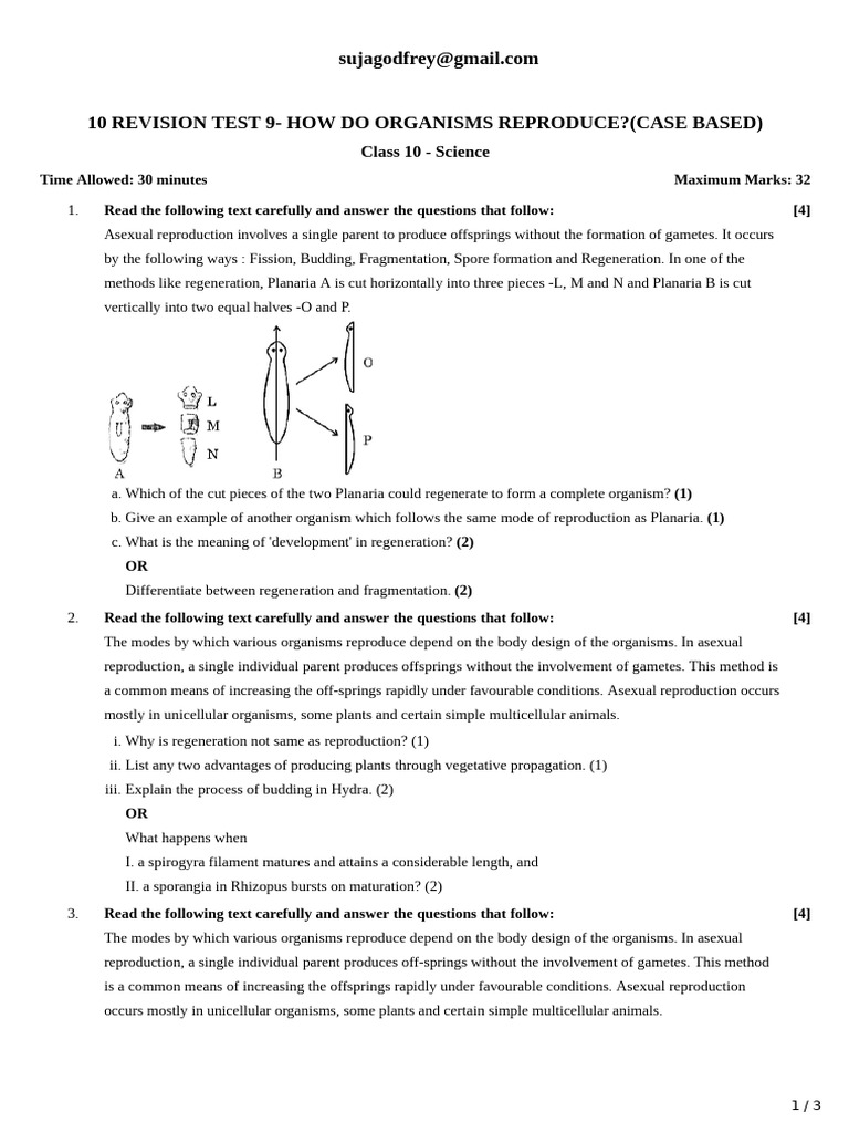 Class 10 Science: Reproduction Quiz | PDF | Reproduction | Sexual ...