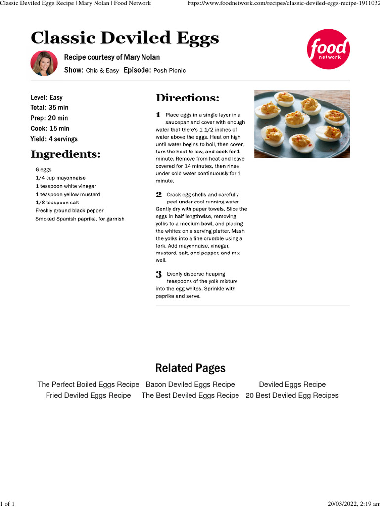 Classic Deviled Eggs Recipe - Mary Nolan - Food Network | PDF