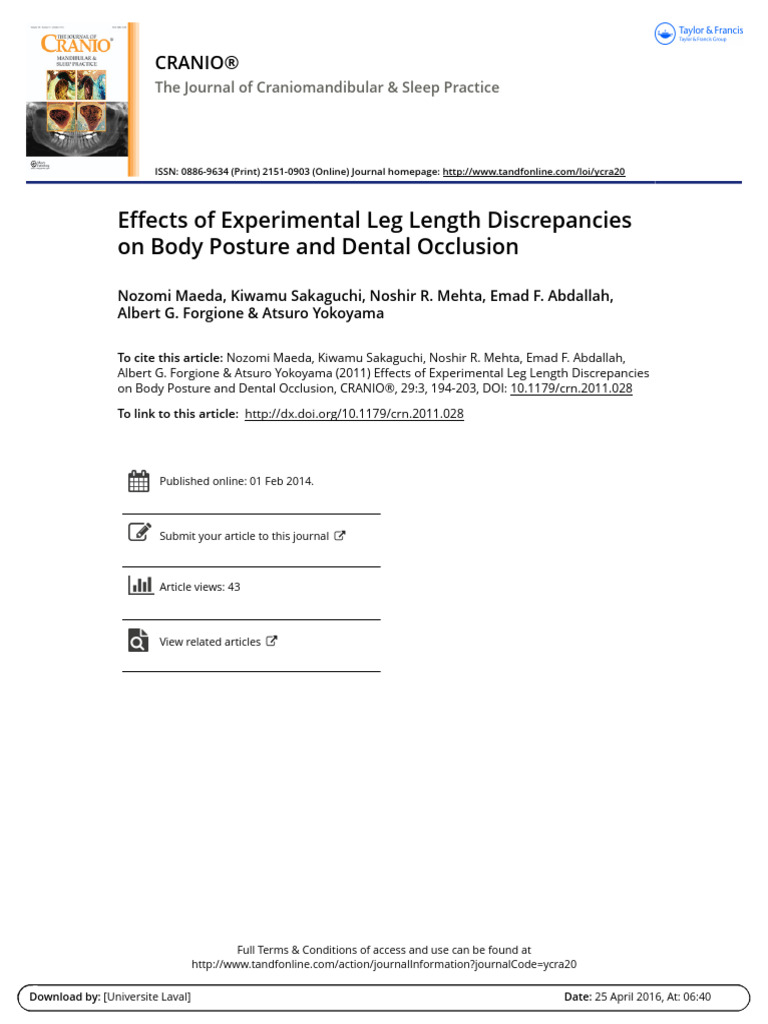 Effects of Experimental Leg Length Discrepancies | PDF | Foot