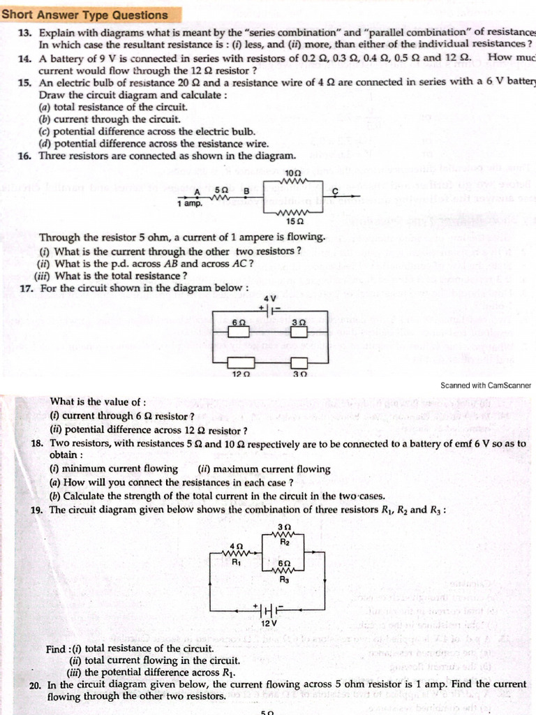 Electricity Practice Worksheet-2 | PDF