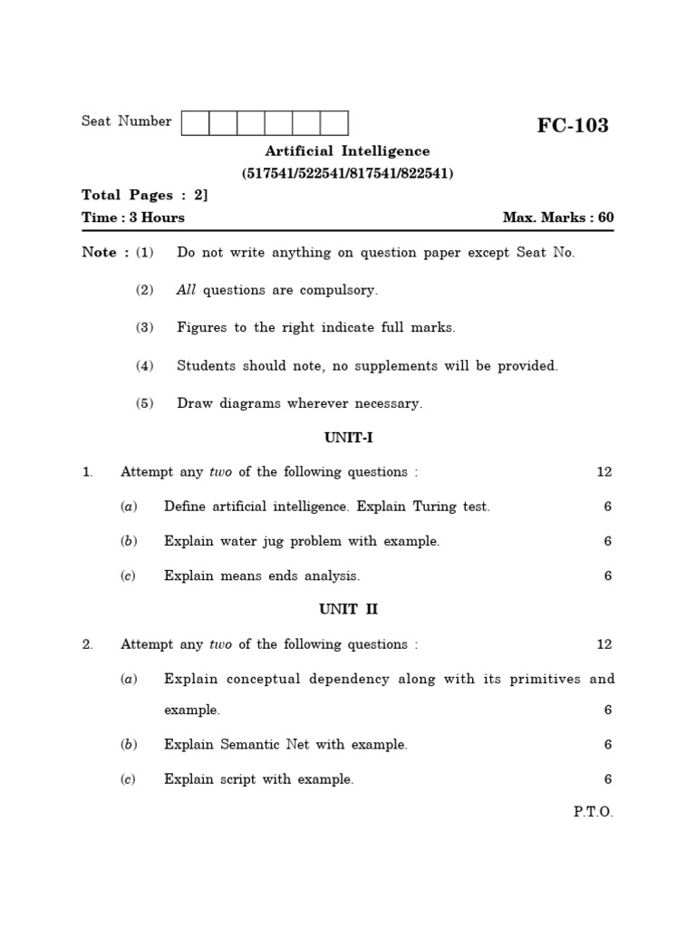FC QP - Copy | PDF | Artificial Intelligence | Intelligence (AI) & Semantics