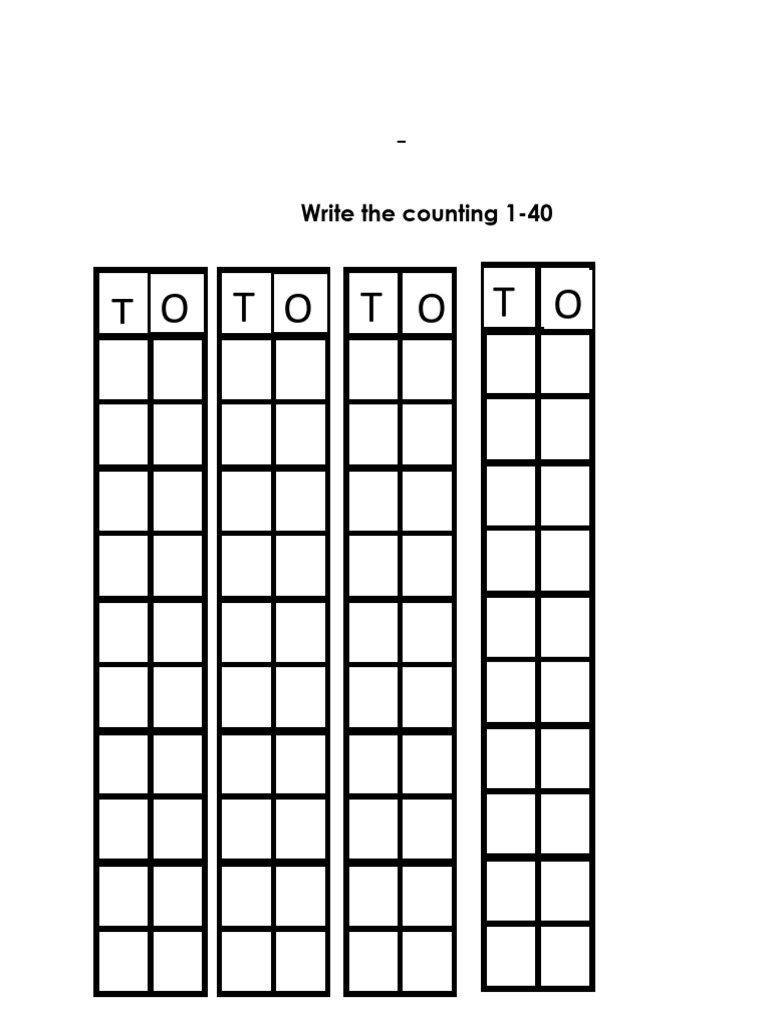 Counting 1-40 Worksheet for Kids | PDF