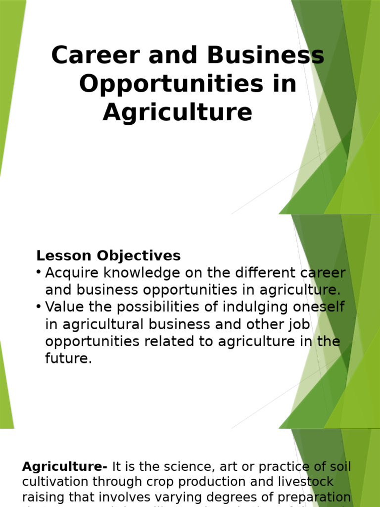 Career and Business Opportunities in Agriculture | PDF | Agriculture ...