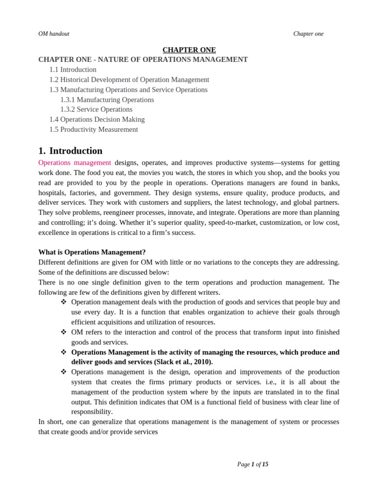 OM PG Ch1 | PDF | Mathematical Optimization | Operations Management
