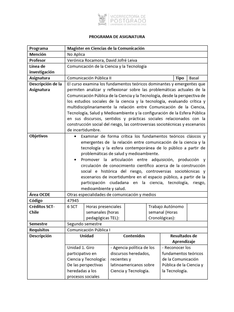 Programa-Comunicacion-Publica-II-2024 | PDF | Conocimiento | Incertidumbre